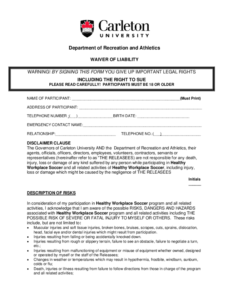Fillable Online Department of Recreation and Athletics Fax Email Print - pdfFiller