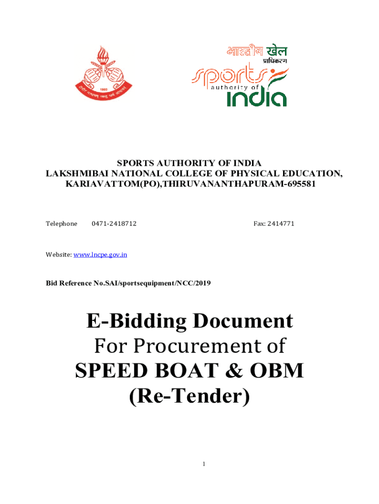 Fillable Online E-Bidding Document For Procurement of SPEED BOAT ...