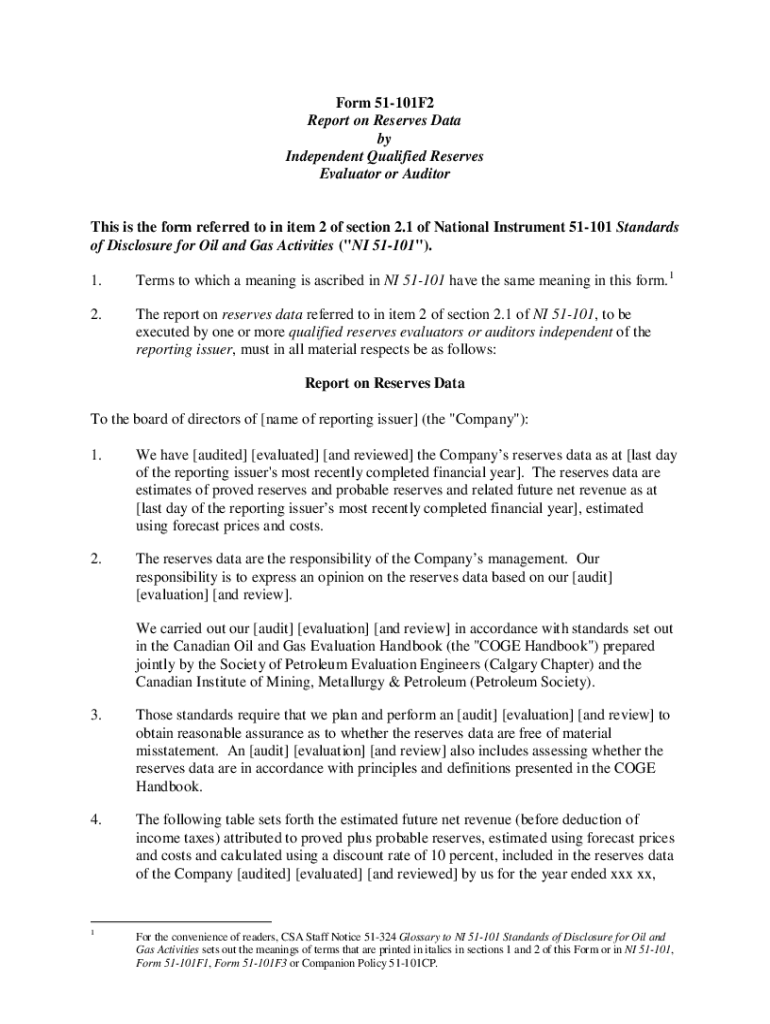 Fillable Online Companion Policy 51-101 Standards of Disclosure for Oil ...