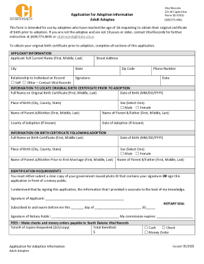 Fillable Online doh sd Application for Adoption Information Adult ...
