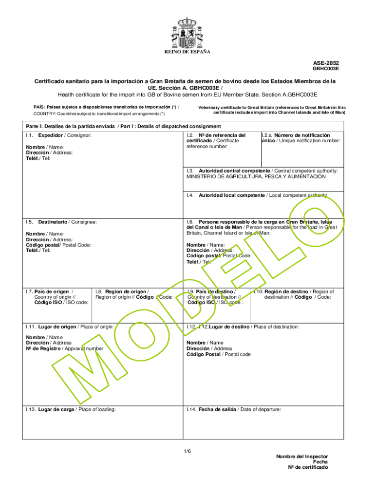 Completable En línea certificado sanitario para la exportacin de semen bovino ... Fax Email ...