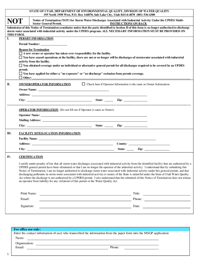 Fillable Online Utah Department of Environmental Quality Warning Letter ...