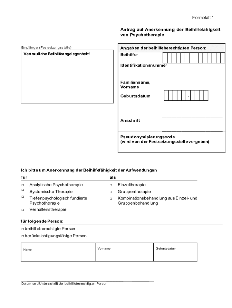 Ausfüllbar Online Antrag auf Anerkennung der Beihilfefhigkeit fr ...