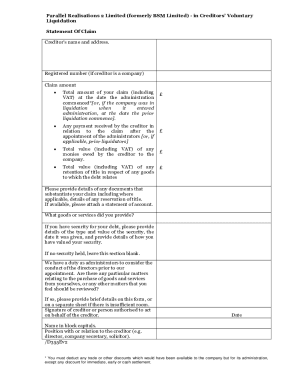 Fillable Online BSM - Statement of Claim form.doc Fax Email Print ...