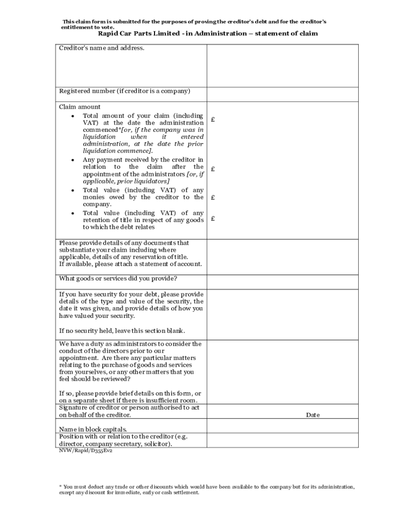 Fillable Online Statement of claim form.D355Ev2.docx Fax Email Print ...