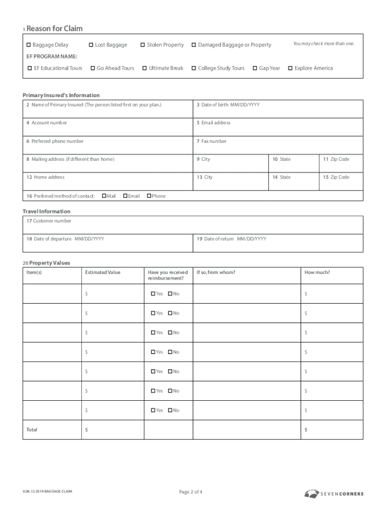 Fillable Online Delayed and Lost Baggage Protection Service, powered by ...