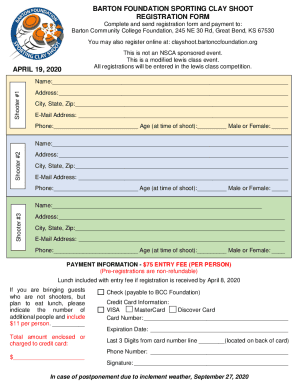 Fillable Online barton foundation sporting clay shoot registration form ...
