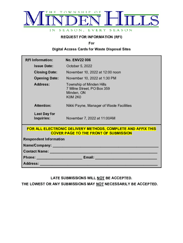 Fillable Online Request for Information (RFI) For Digital Access Cards ...