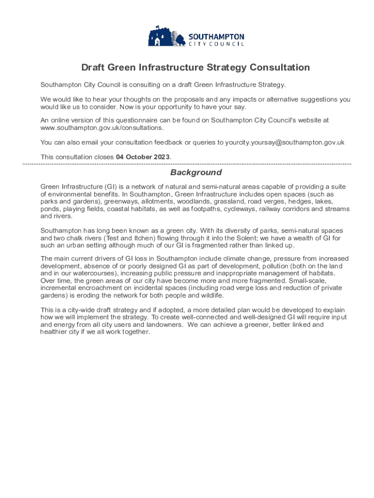 Fillable Online Have your say on our Green Infrastructure and Biodiversity ... Fax Email Print ...