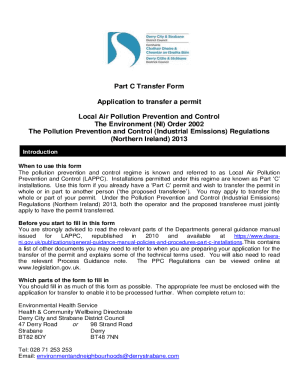 Fillable Online Part C Transfer form - Application to transfer a permit ...