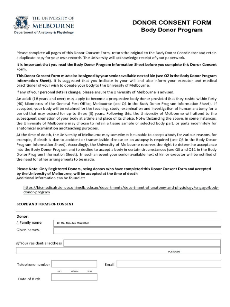 Fillable Online biomedicalsciences unimelb edu Please complete all ...