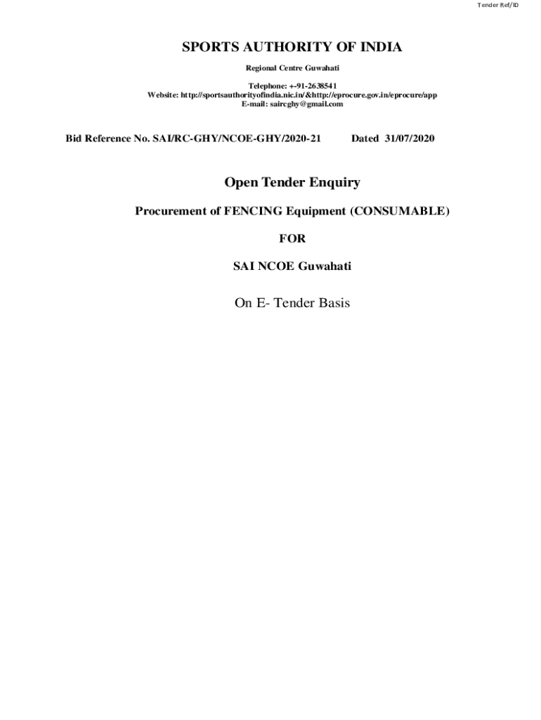 Fillable Online Tender Ref/ID Fax Email Print - pdfFiller
