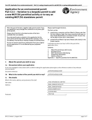 Fillable Online Application for an environmental permit Part C0.5 Fax ...