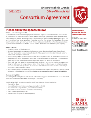 Fillable Online A consortium agreement is a binding agreement between eligible schools which ...