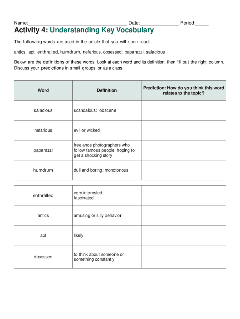 Fillable Online goms rocklinusd Activity 4: Understanding Key ...