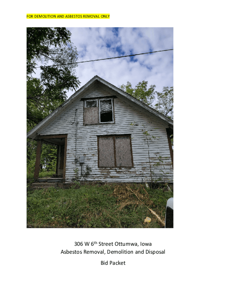 Fillable Online 306 W 6th Street Ottumwa, Iowa Asbestos Removal ...