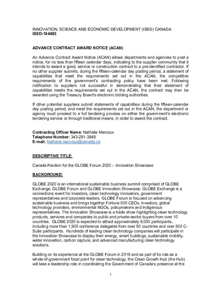 Fillable Online Best Practices for Using Advance Contract Award Notices ...