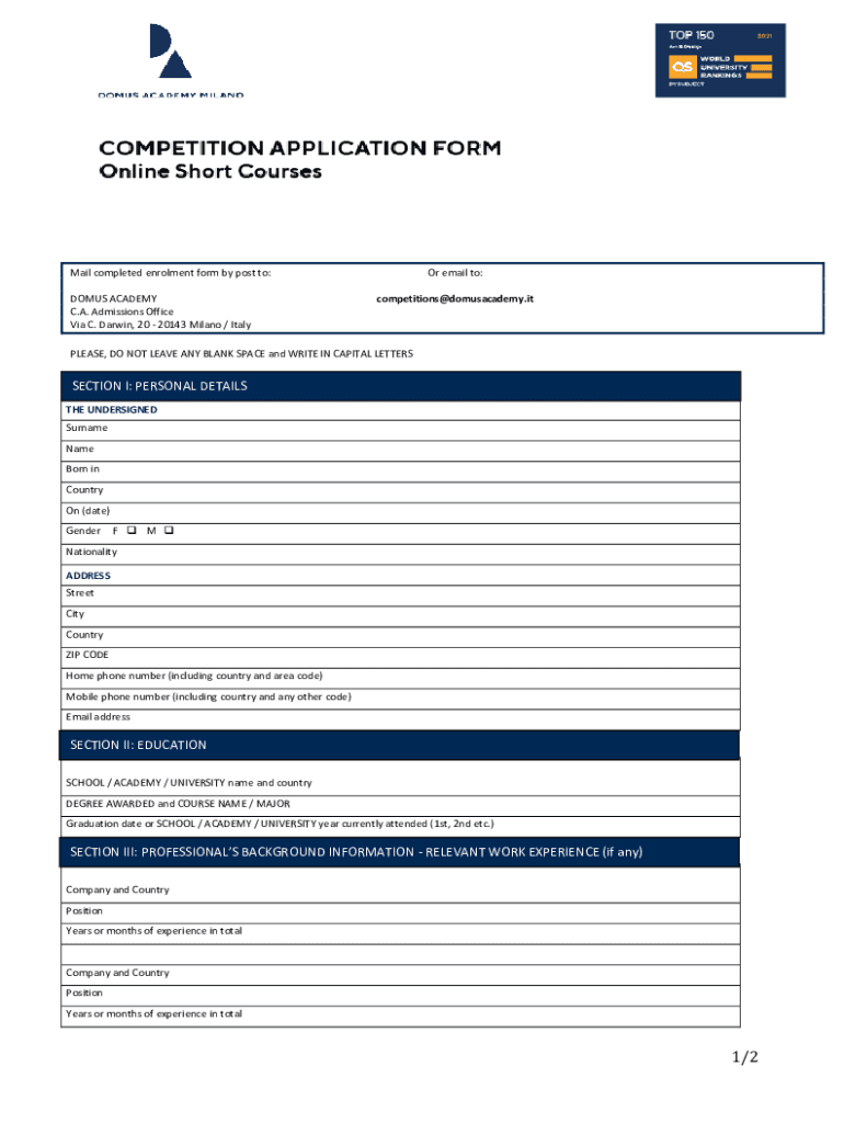 Fillable Online APPLICATION FORM - Semester Courses Fax Email Print ...