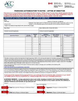 Fillable Online Producer Authorization to Buyer - Letter of Direction ...