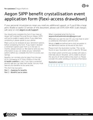 Fillable Online APLT3799370423. Aegon SIPP benefit crystallisation event application form (flexi ...