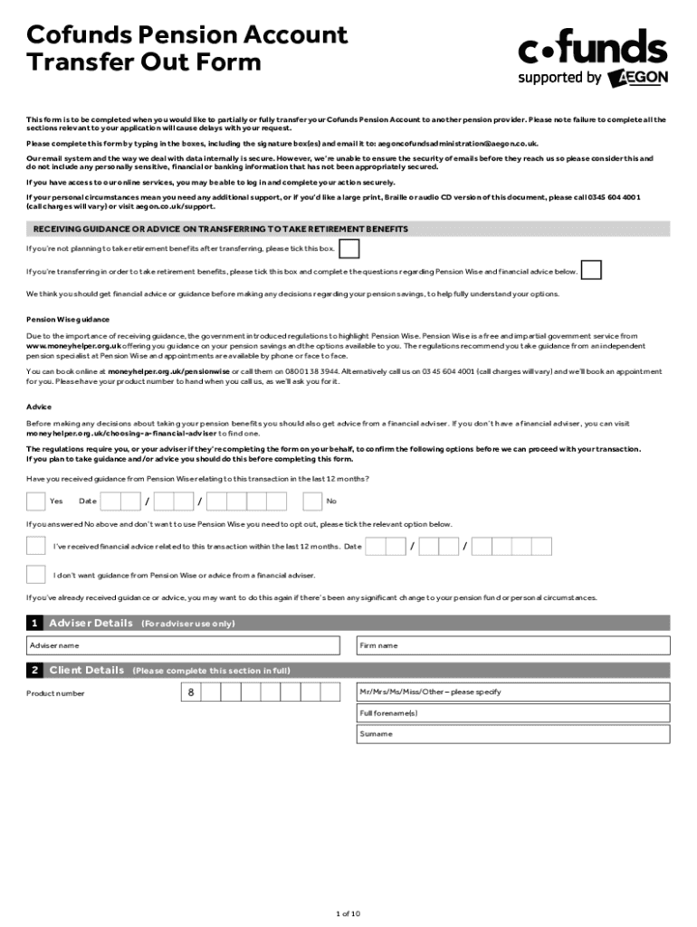 Fillable Online Fillable Online COFUNDS PENSION ACCOUNT This form ...