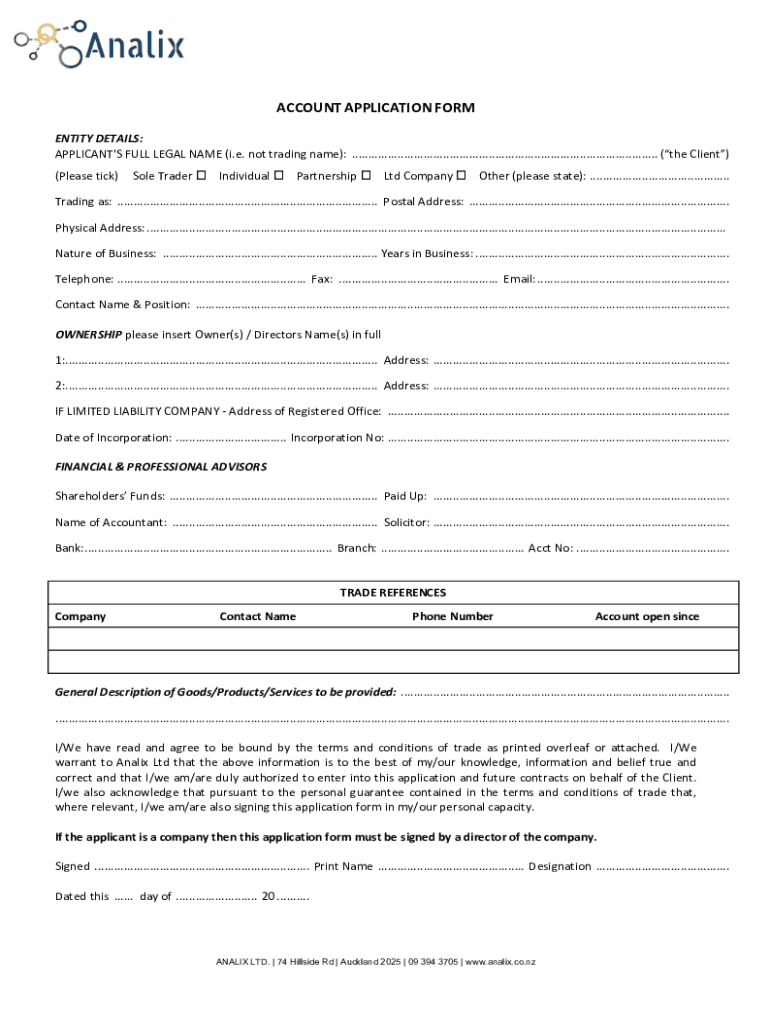 Fillable Online Business account application form for a sole trader Fax ...