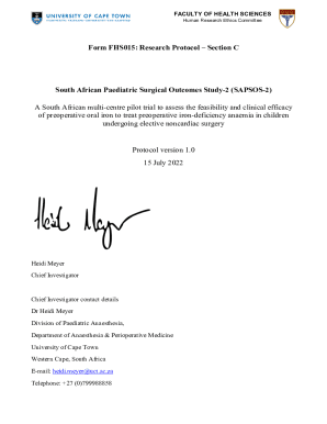 Fillable Online Part C Research Protocol - UCT Administrative Forms Fax ...