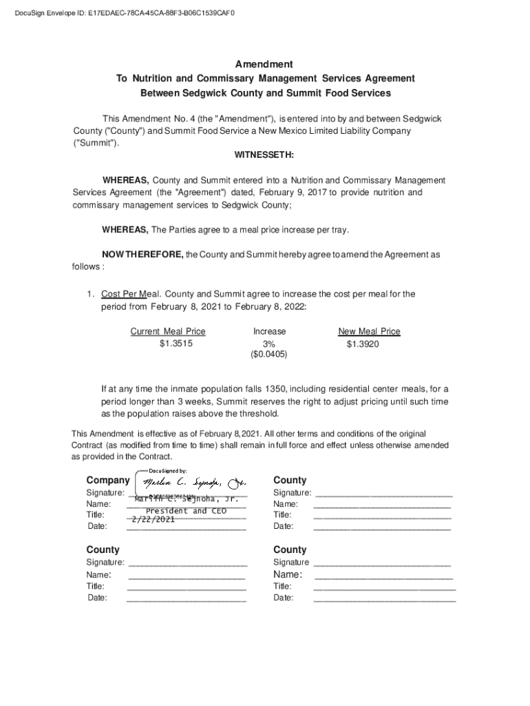 Fillable Online To Nutrition and Commissary Management Services ...