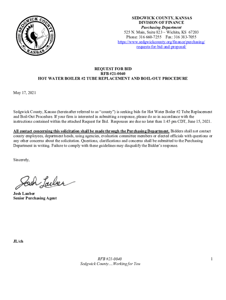 Fillable Online HOT WATER BOILER #2 TUBE REPLACEMENT AND BOIL-OUT ...