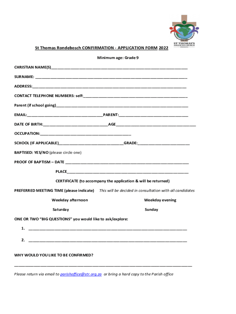 Fillable Online confirmation - application form 2022 Fax Email Print ...
