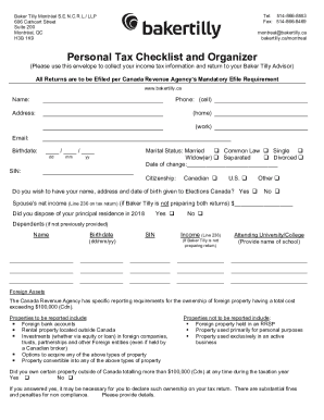 Fillable Online Personal Tax Checklist and Organizer Fax Email Print ...