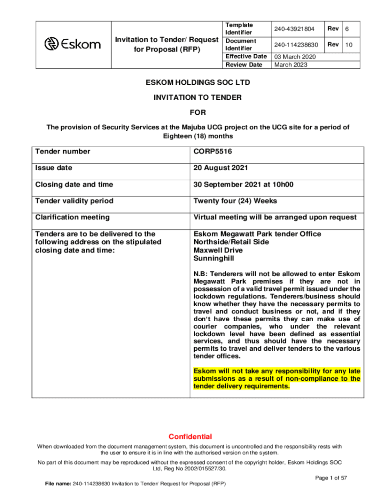 Fillable Online Eskom Request for Proposal (RFP) Fax Email Print ...