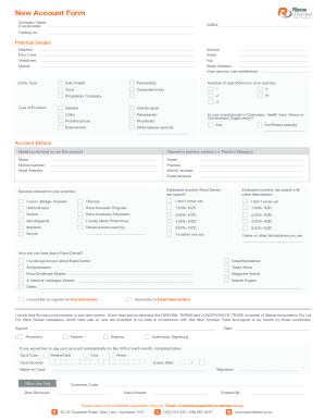 Fillable Online 200807 RDL NZ New Account Form - Race Dental Fax Email Print - pdfFiller