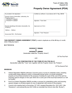 Fillable Online Property Owner Agreement (POA). Property Owner ...