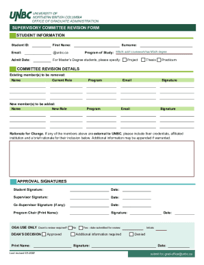 Fillable Online supervisory committee revision form - student ...