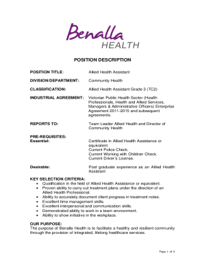 Fillable Online Grade 3 Allied health assistant Level 2 Therapy ...