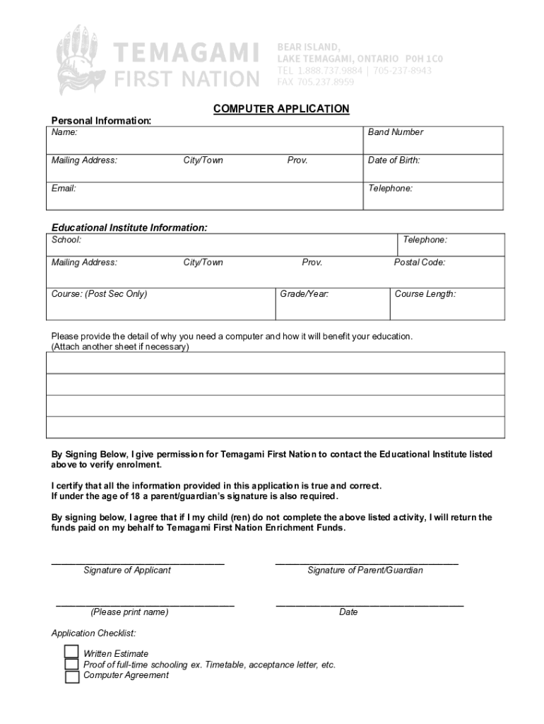 Fillable Online Updated Computer application.doc Fax Email Print - pdfFiller