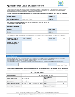 Fillable Online Immigration Leave of Absence Form 1 Fax Email Print ...