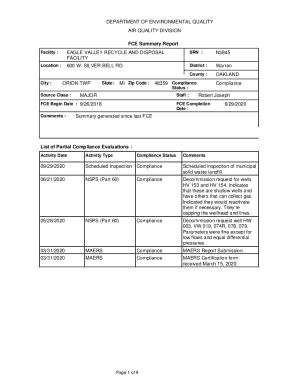 Fillable Online FCE Summary Report Facility: EAGLE VALLEY RECYCLE ... Fax Email Print - pdfFiller
