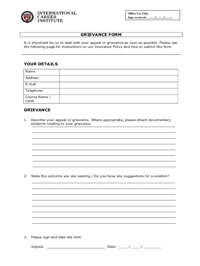 Fillable Online Grievance and Appeal Procedures - The Master's University Fax Email Print ...