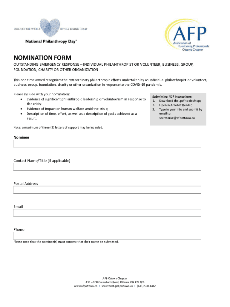 Fillable Online Nominations are open for the 26th Annual AFP Ottawa ...