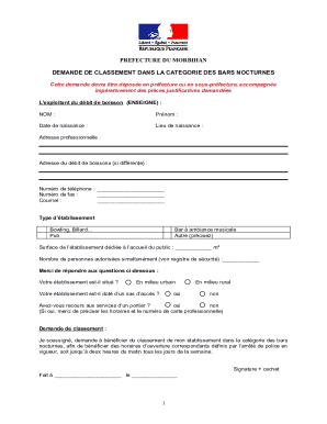 Remplissable En Ligne Demande d'exploitation d'un bar nocturne. ... Fax ...