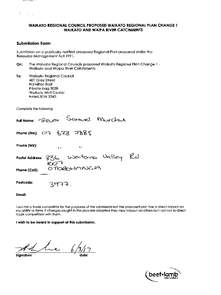 Fillable Online Submission-to-Proposed-Plan-Change-1-Tim-Singleton. ... Fax Email Print - pdfFiller