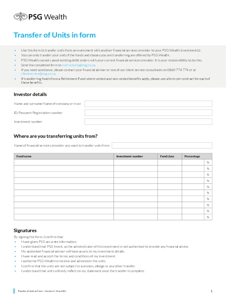 Fillable Online Fund Information Sheet - PSG Wealth Funds A-Z Fax Email ...