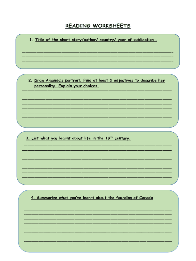 Fillable Online READING WORKSHEETS Fax Email Print - pdfFiller