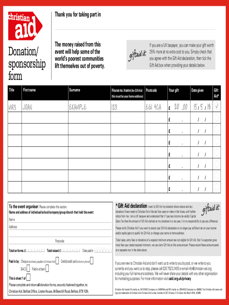 Fillable Online Donation/ sponsorship form Fax Email Print - pdfFiller