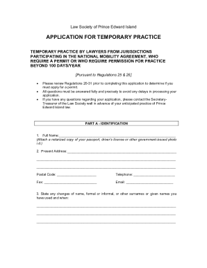 Fillable Online Application for Temporary Practice Permit ... Fax Email ...