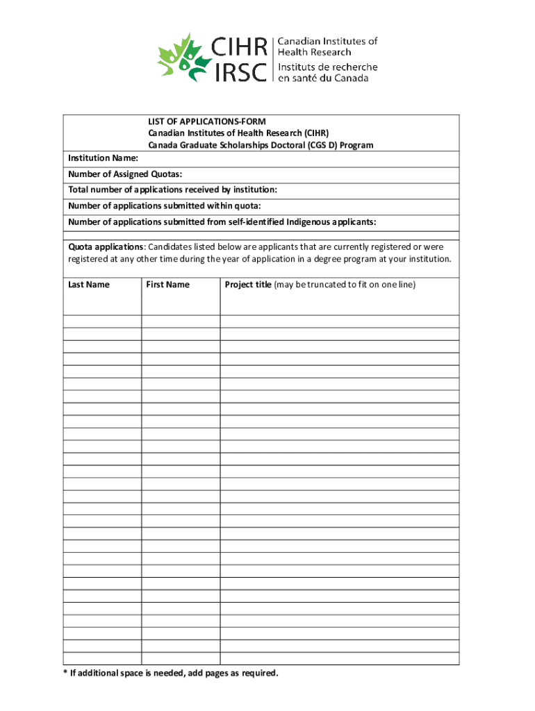 Fillable Online List of Applications-Form Fax Email Print - pdfFiller