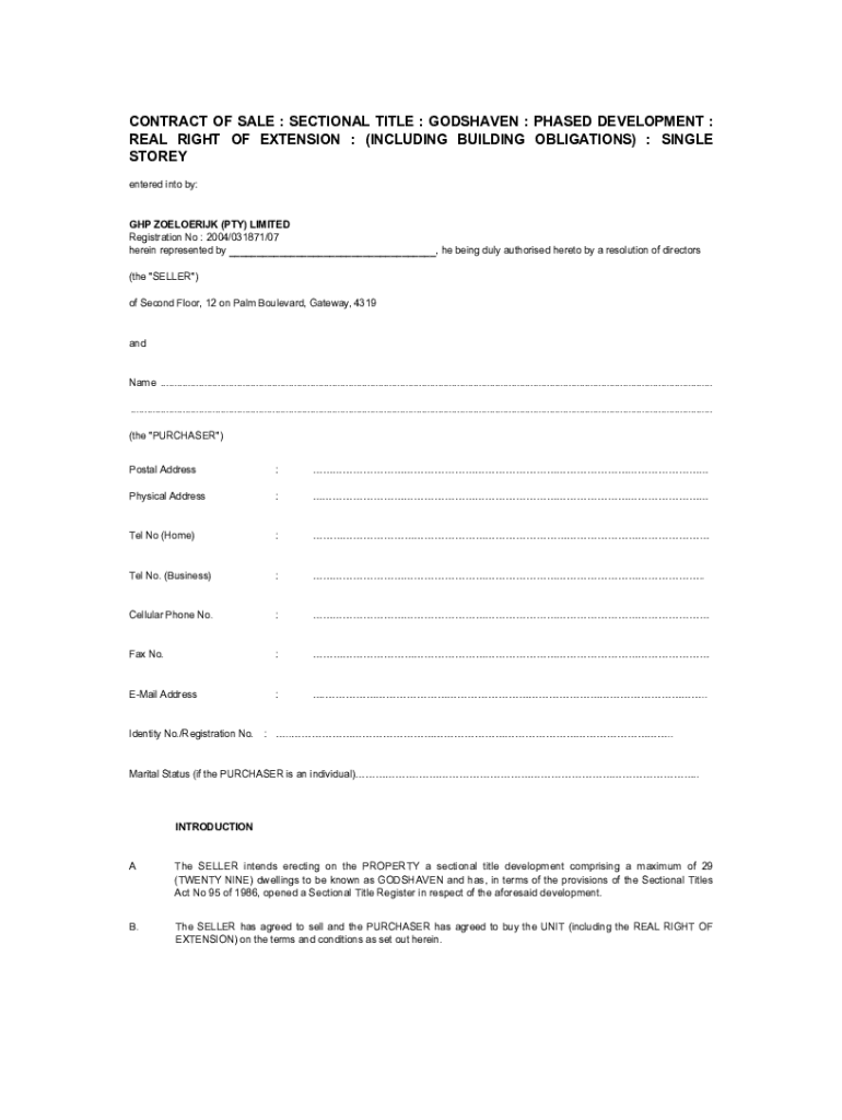 Fillable Online Sale of a Sectional Title Unit - Fundamental disclosure ...