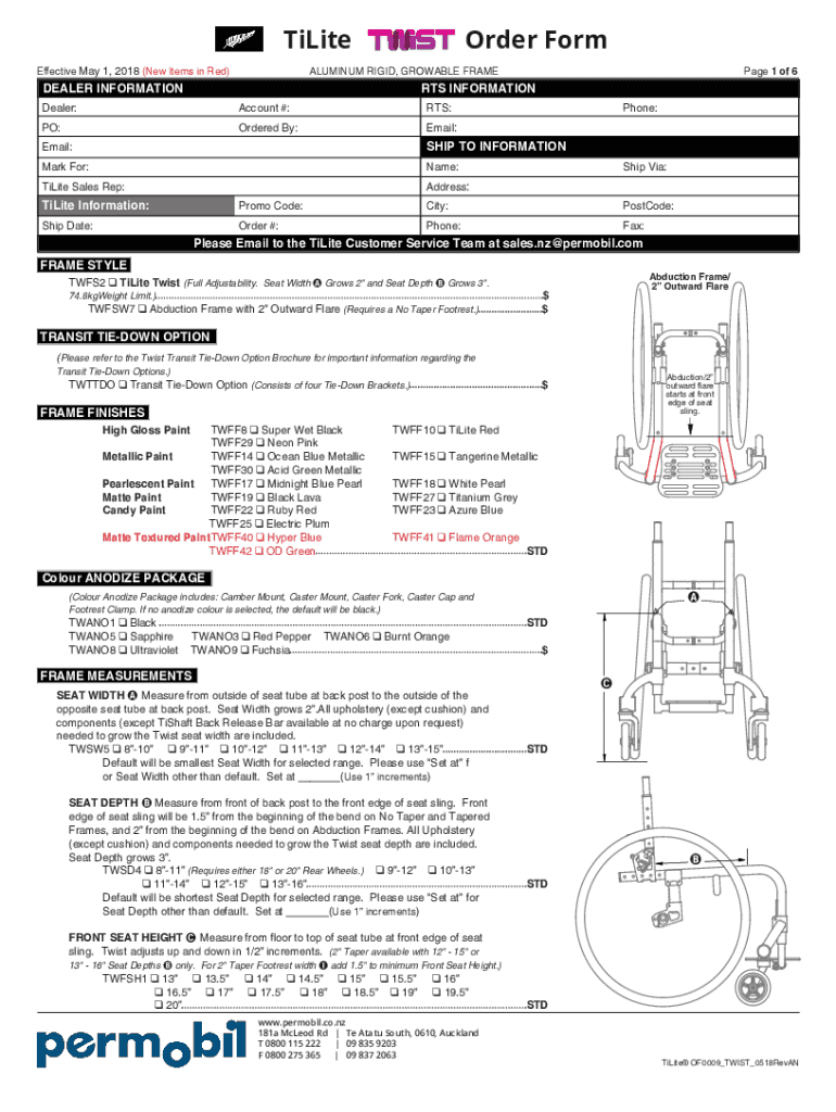 Fillable Online International TiLite T-Series Order Form Fax Email ...
